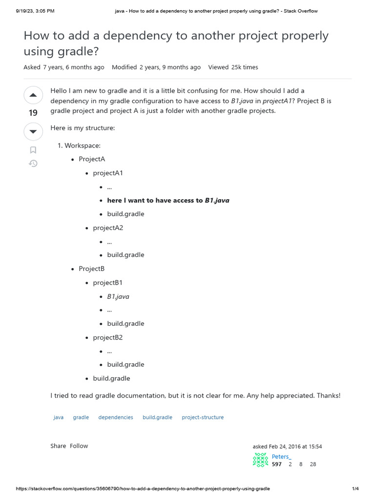 Java How To Add A Dependency To Another Project Properly Using Gradle Stack Overflow Pdf 7265