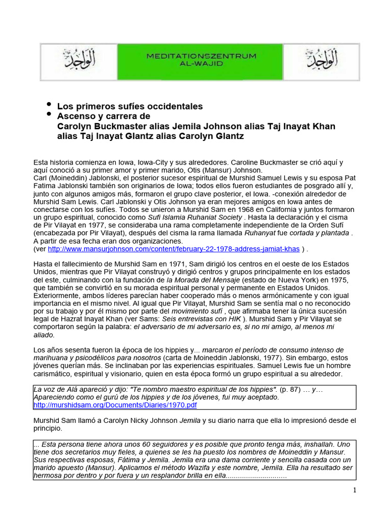 Los Primeros Sufíes Occidentales: El Ascenso y La Carrera de Taj Inayat ...