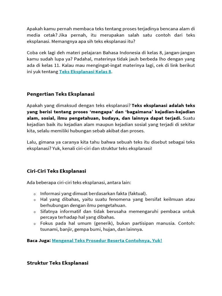 Memahami Teks Eksplanasi Bencana Alam | PDF | Ilmu Sosial | Seni ...