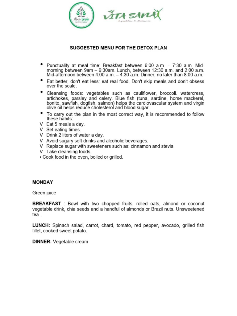 21-Day Detox Menu Plan | PDF | Salad | Lunch