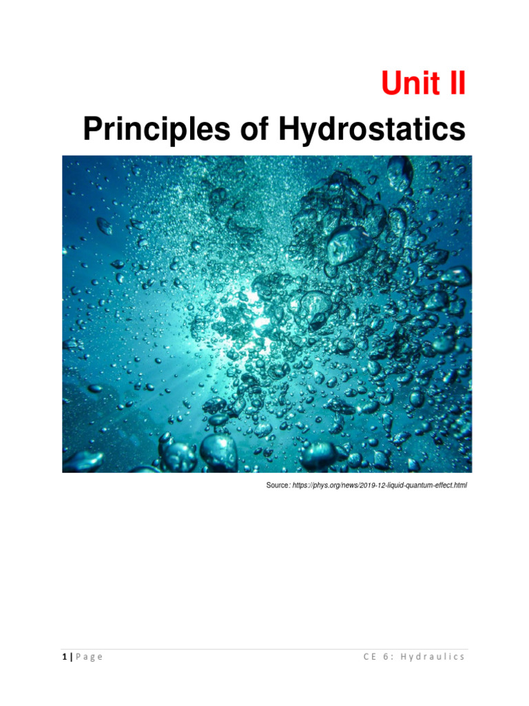 Module 2 Principles of Hydrostatics | PDF | Pressure | Pressure Measurement
