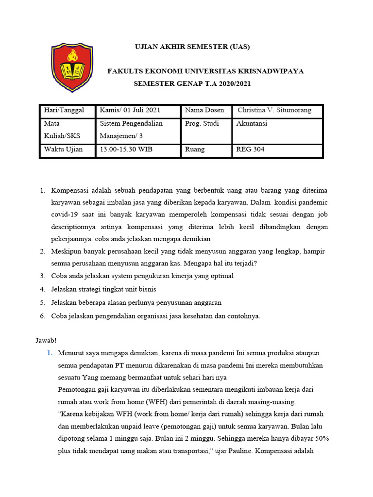 UAS SPM Ika Binti Sholeqah (1934031009) | PDF