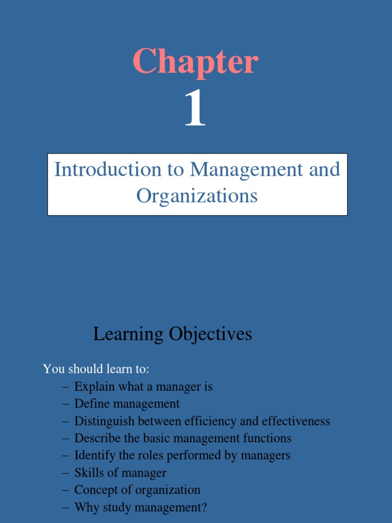 Robbins01 Introduction To Management | PDF | Goal | Action (Philosophy)