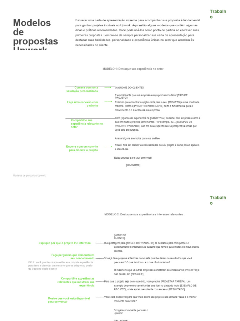Modelo de Proposta Upwork | PDF | Carreira e Crescimento