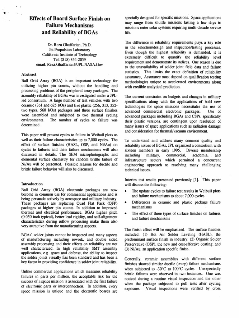 1998-Effects of Board Surface Finish on Failure Mechanisms and ...