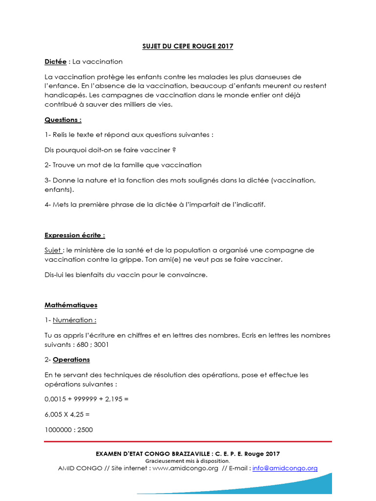 Sujet Du Cepe Rouge 2017 | PDF