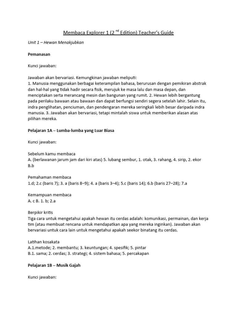 Membaca Panduan Guru Explorer 1 | PDF