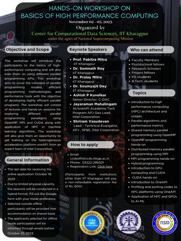 Poster IIT Kharagpur 2-5 Nov 2023 | PDF | Supercomputer | Parallel Computing