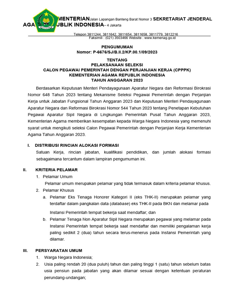 Pengumuman PPPK | PDF