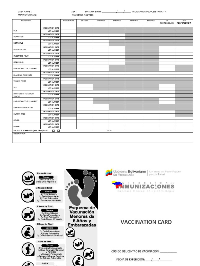 Vaccination Card Format | PDF | Vaccines | Drugs