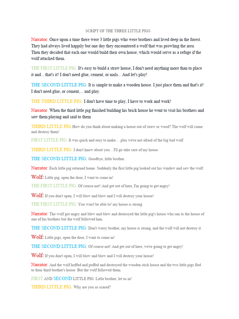 Screenplay The 3 Little Pigs | PDF | Mystery, Thriller & Crime Fiction