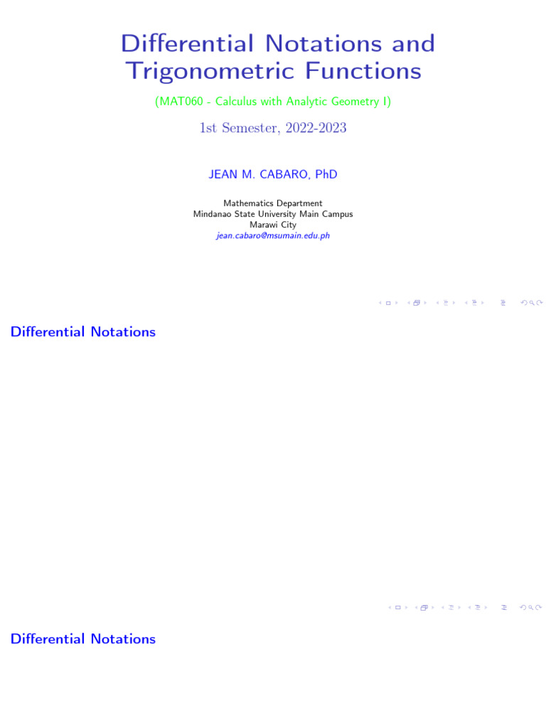 MAT060 12 Differential Notation and Trigonometric Functions | PDF | Trigonometric Functions ...