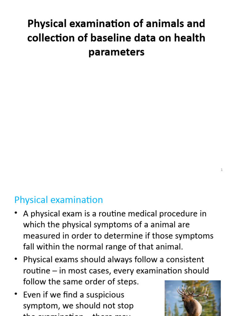 Lecture 2 Physical Examination Animals and Collection of Baseline Data ...