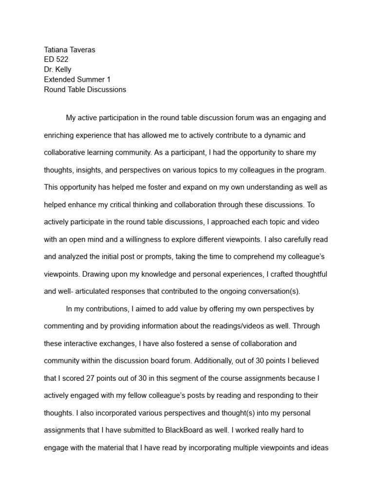 Engaging in Round Table Discussions | PDF | Thought | Internet Forum