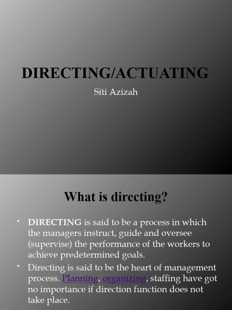 Directing Actuating | PDF | Leadership | Employment