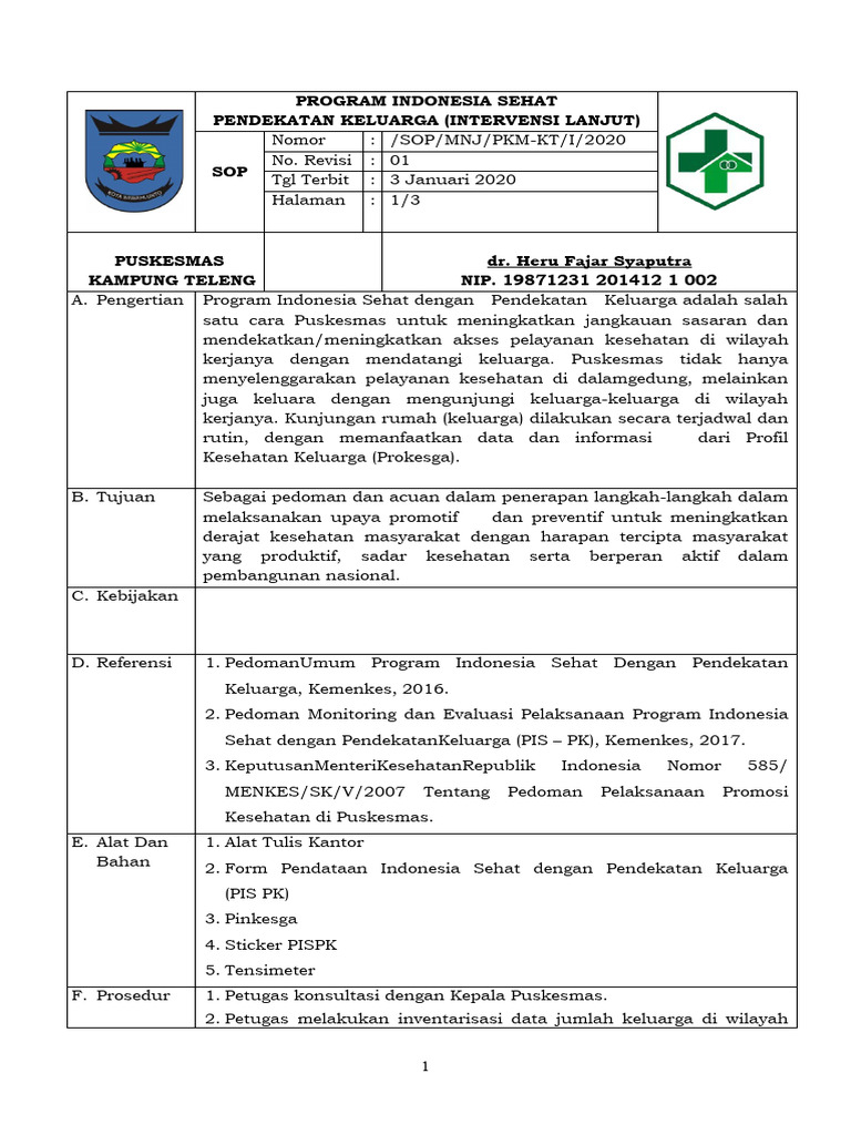 SOP PISPK Intervensi Lanjut | PDF
