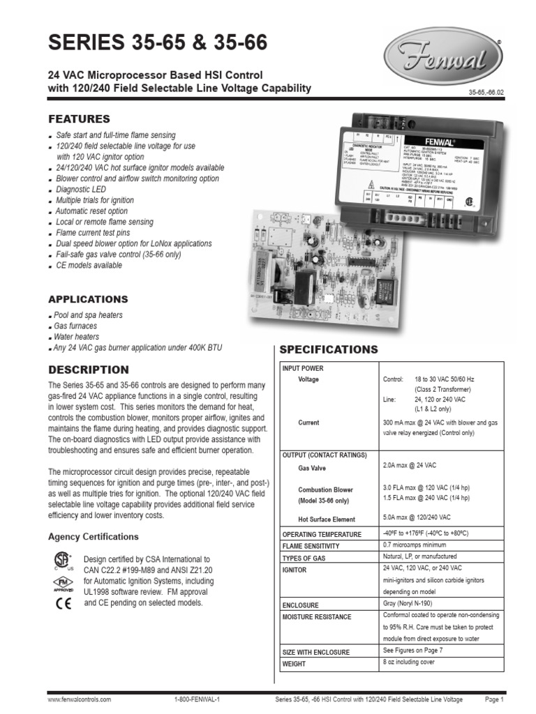 Fenwal 35-65 & 35-66 | PDF