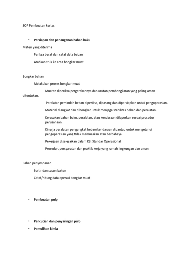 Pembuatan Kertas SOP | PDF