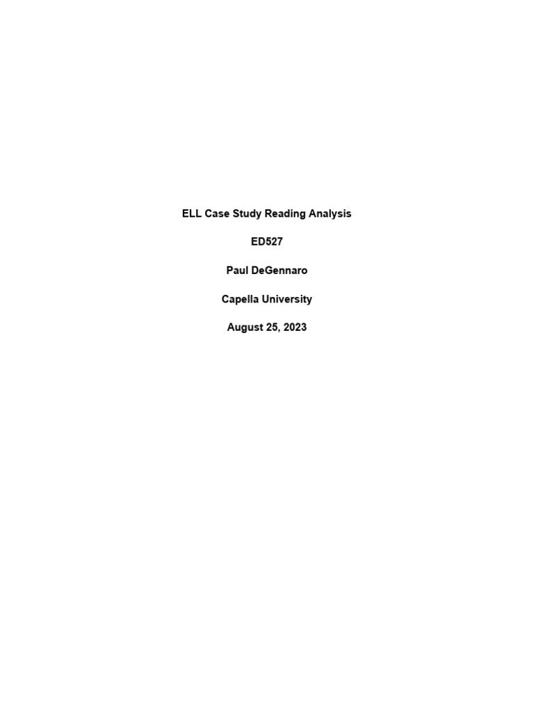 ELL Case Study: Daniel's Reading Skills | PDF | Human Communication ...
