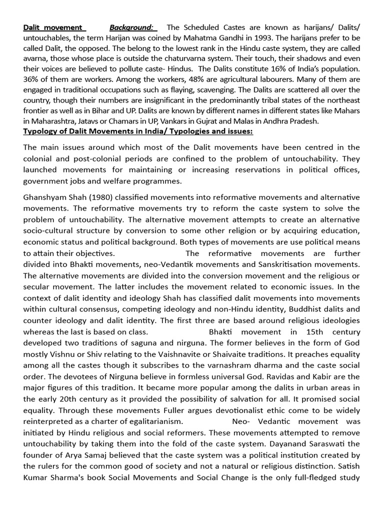 Dalit Movement | Download Free PDF | Dalit | Indian Religions