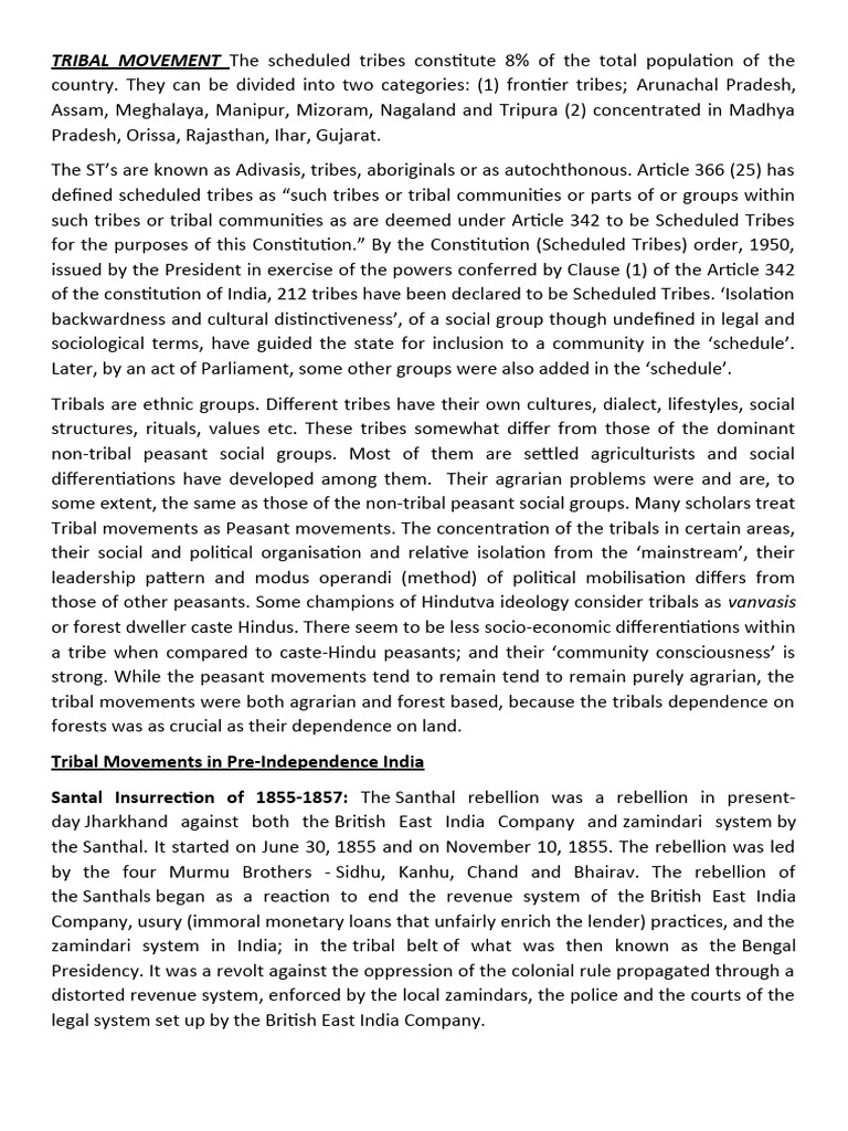 Module 5 - Tribal Movement | PDF | South Asia