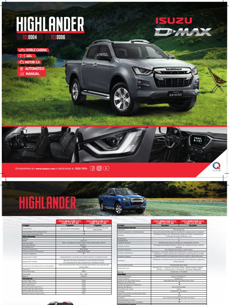 D-MAX Highlander 4x4: Especificaciones | PDF | Tracción en las cuatro ...