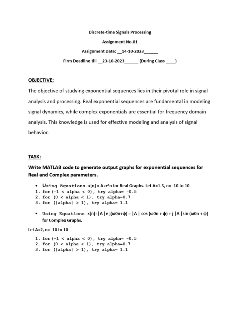 DSP Assignment 01 | PDF