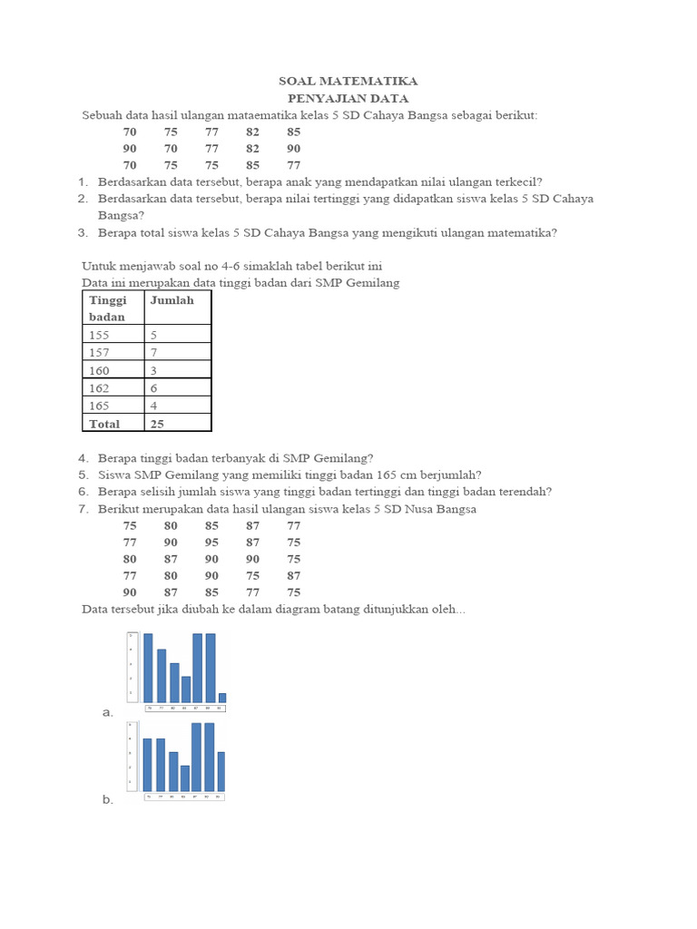 Soal Matematika Penyajian Data V | PDF