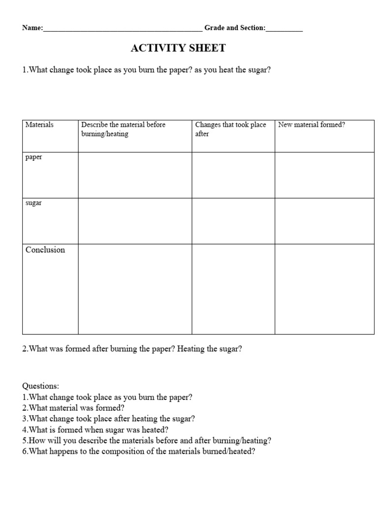 Activity Sheet Science V | PDF