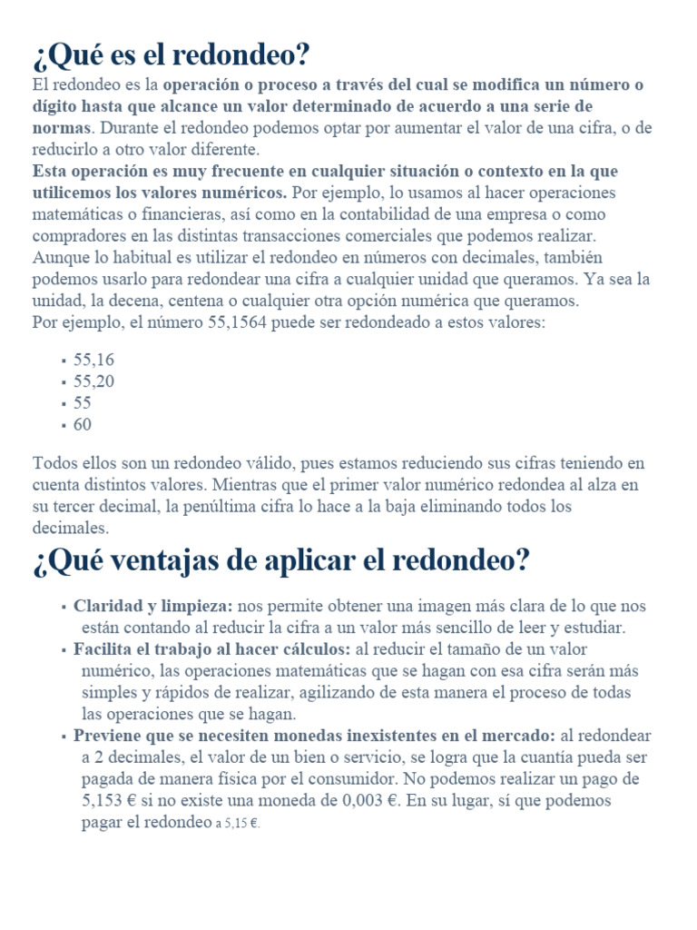 Qué Es El Redondeo | Descargar gratis PDF | Impuestos | Decimal