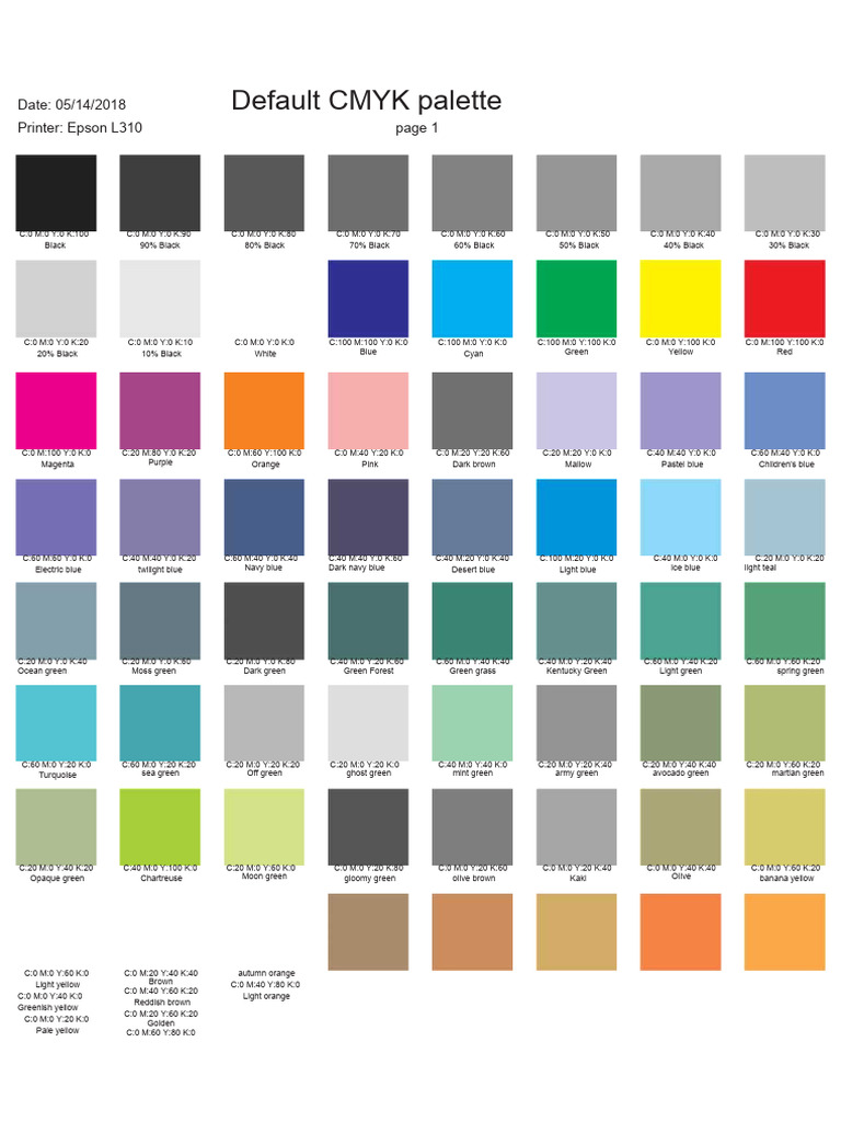 Sample CMYK Colors | PDF | Artistic Techniques | Vision