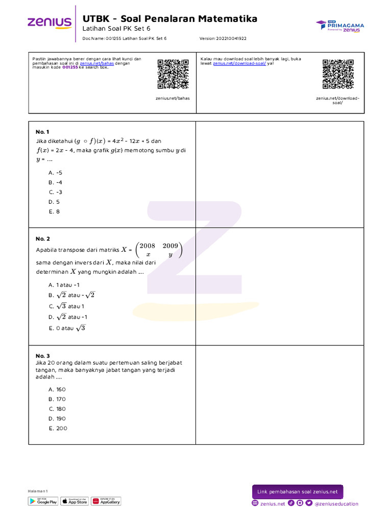 Latihan Soal PK Set 6 | PDF