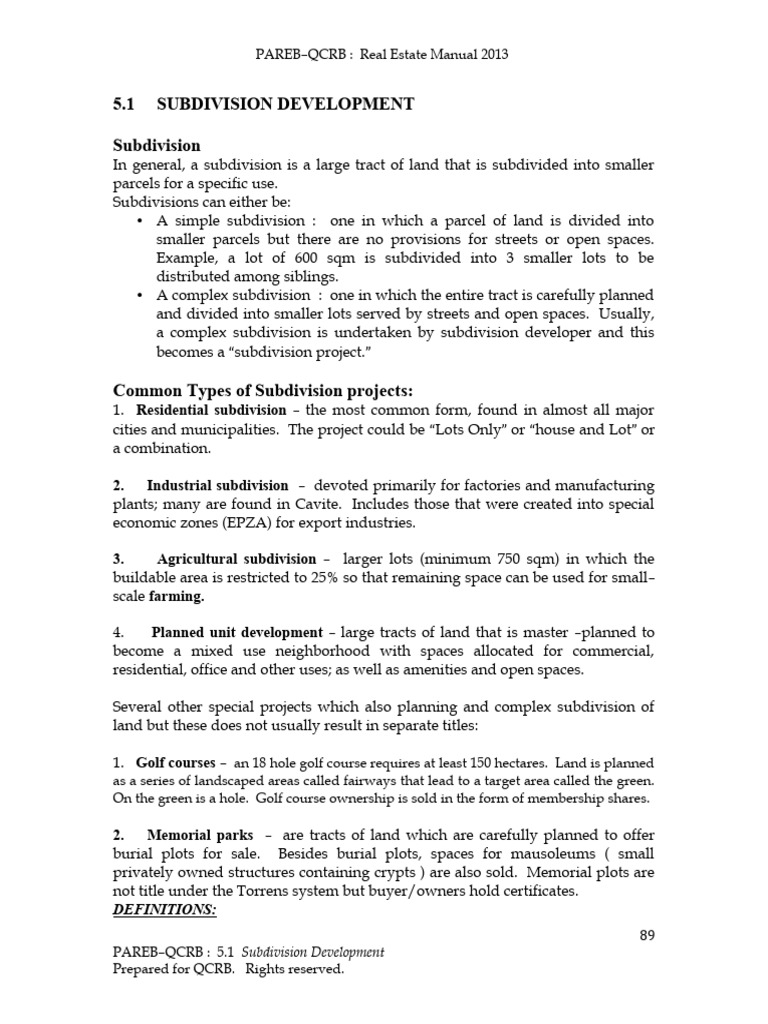 Subdivision Development | PDF