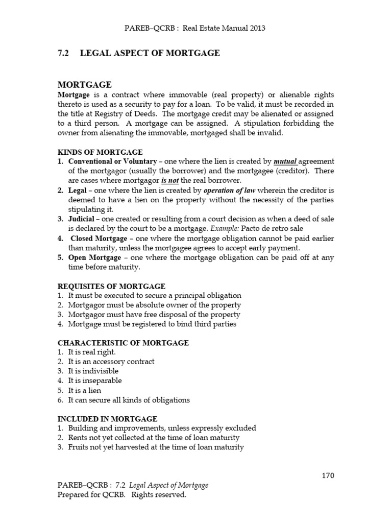 Legal Aspects of Mortgage Contracts | PDF | Mortgage Law | Foreclosure