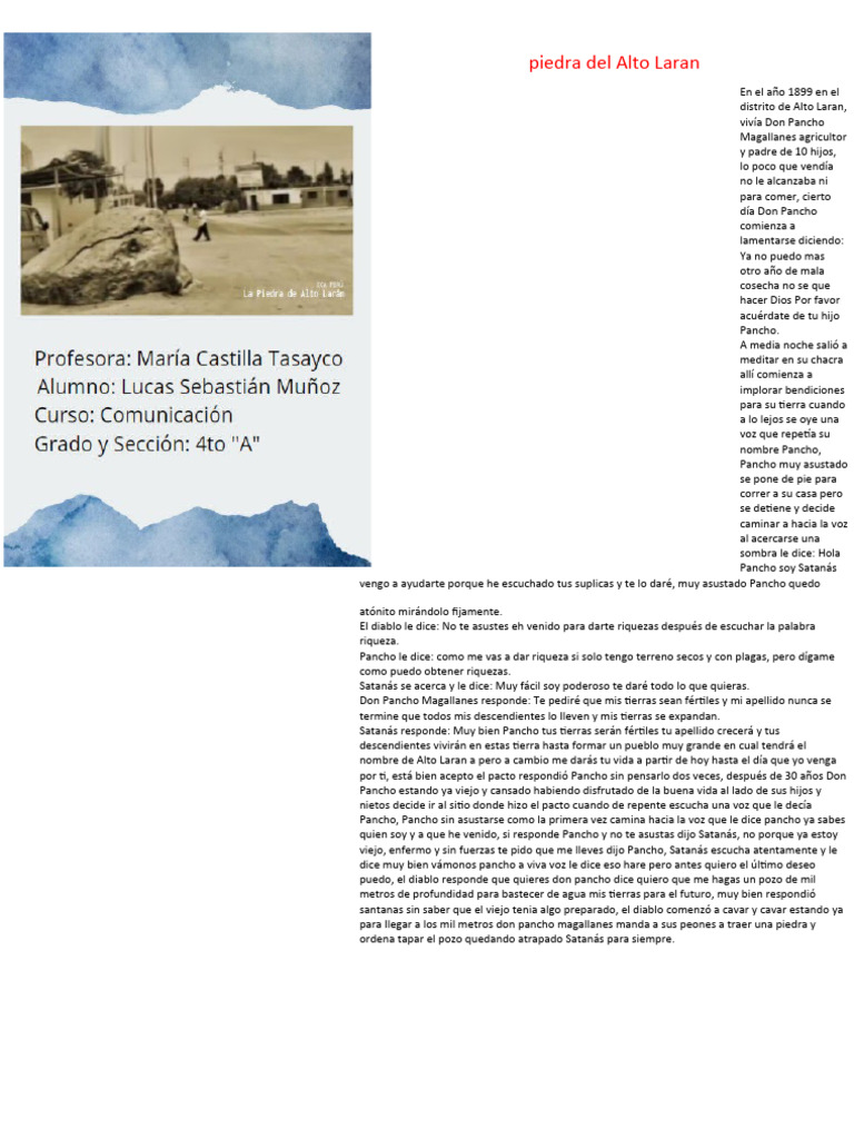 La leyenda de la piedra de Alto Laran | PDF