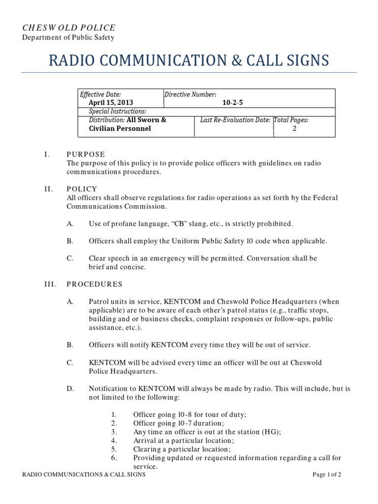 Radio Communication Call Signs | PDF
