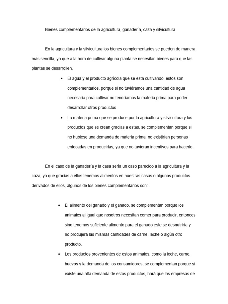 Bienes Complementarios de La Agricultura | PDF | Agricultura | Alimentos