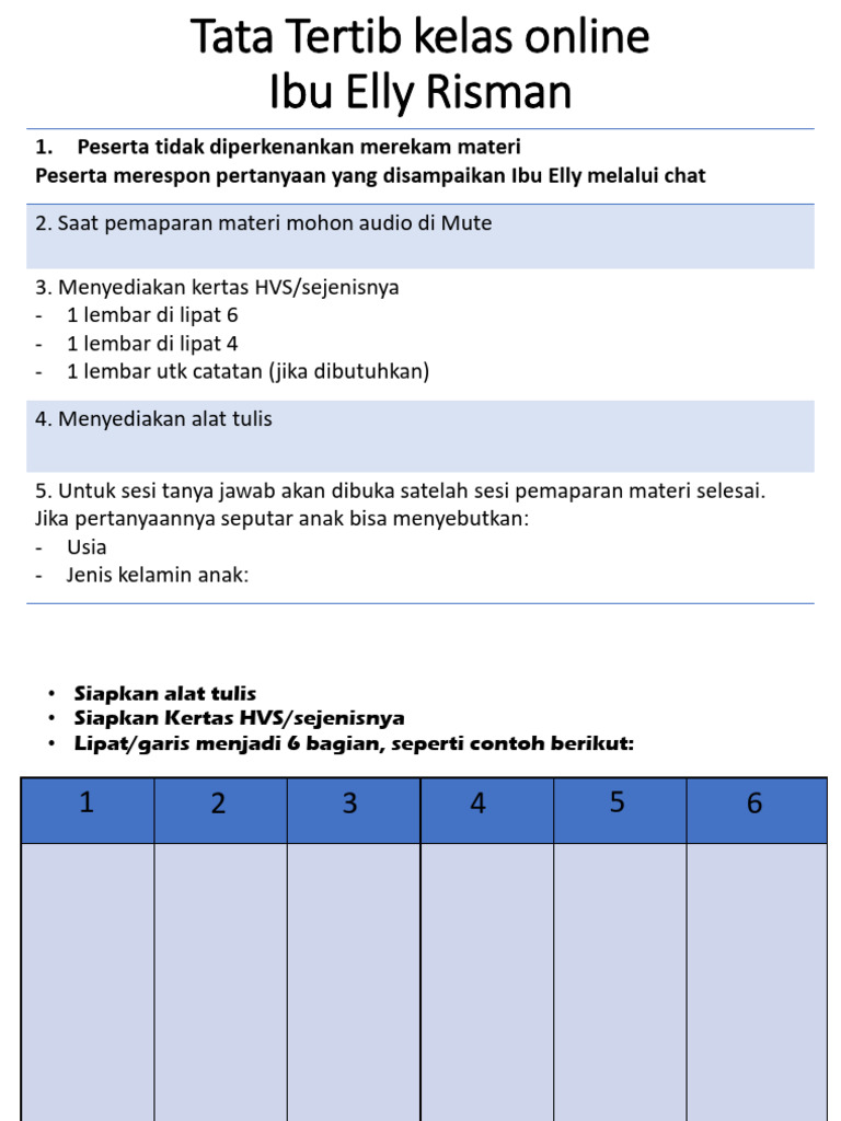 Tata Tertib Kelas Online Bu Elly Risman (2) | PDF