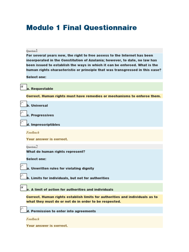 Final Questionnaire of Module 1 | PDF