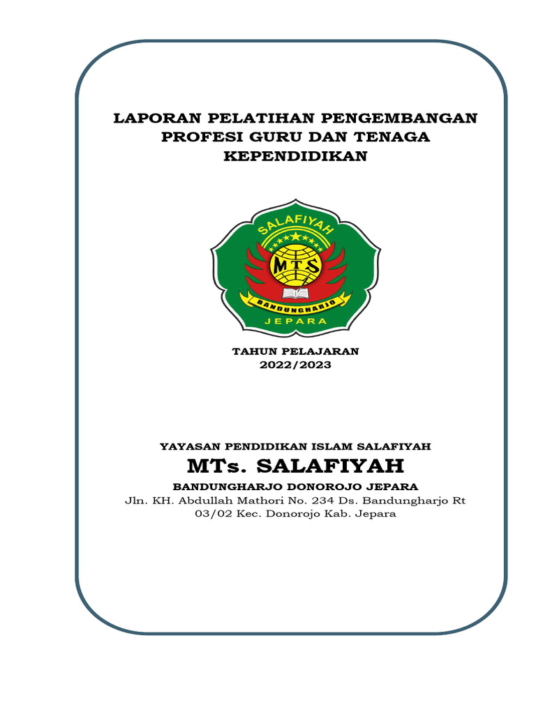 Laporan Pelatihan Pengembangan Profesi Guru Dan Tenaga Kependidikan | PDF Laporan Pelatihan Pengembangan Profesi Guru Dan Tenaga Kependidikan | PDF