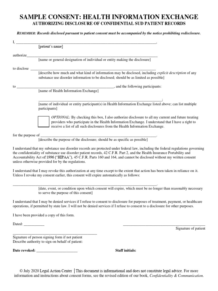 Consent Form for SUD Record Disclosure | PDF | Confidentiality ...