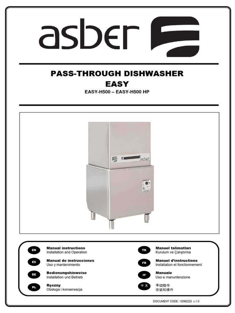 Manual Usuario Asber Easy h500 Sa Easy h500 HP Sa Lavavajilla Acero ...