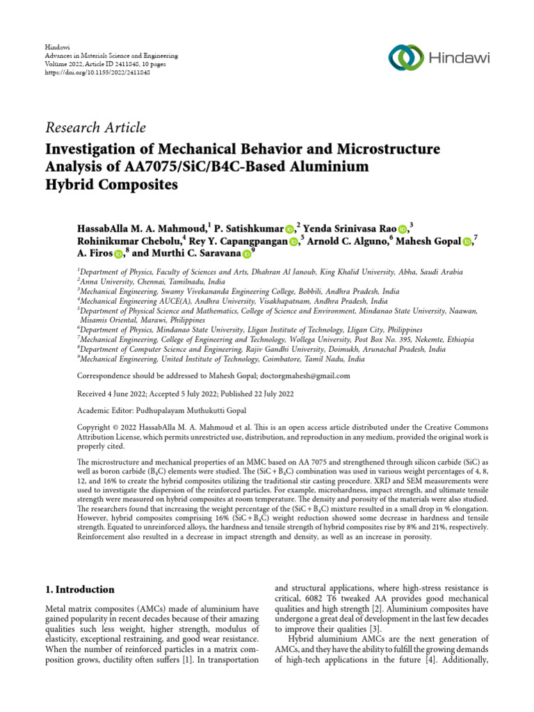 Investigation of Mechanical Behavior and Microstructure Analysis of ...