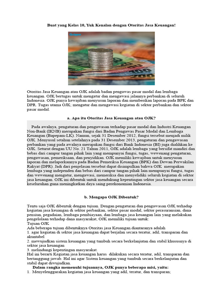 Bahan Ojk | PDF | Pengelolaan Keuangan & Uang