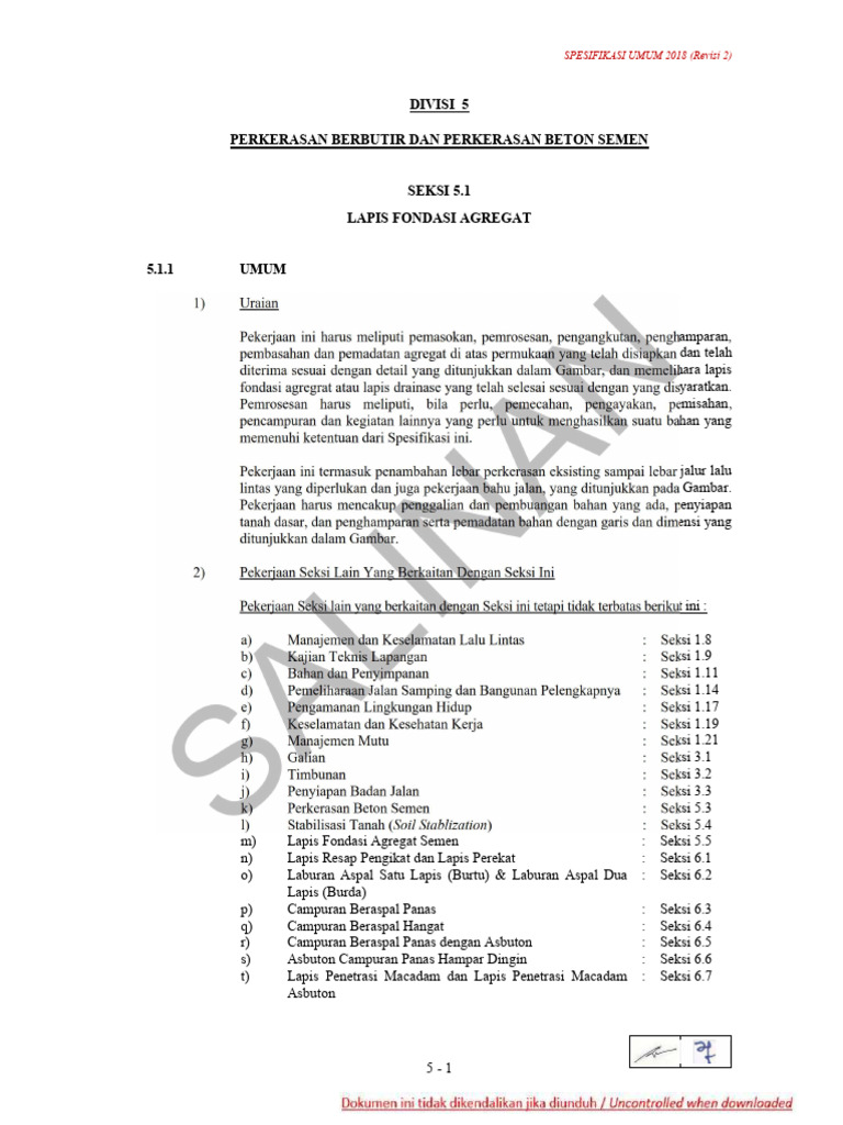 Divisi 5 - Perkerasan Berbutir Dan Perkerasan Beton Semen | PDF