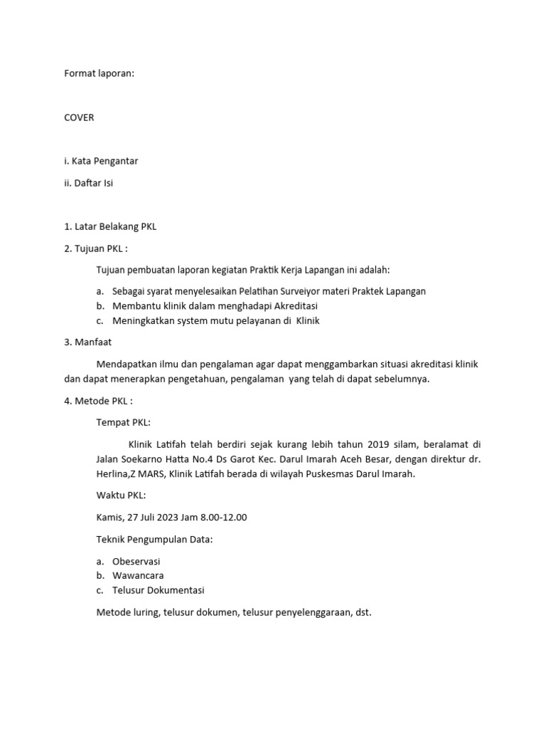 Format Laporan I | PDF