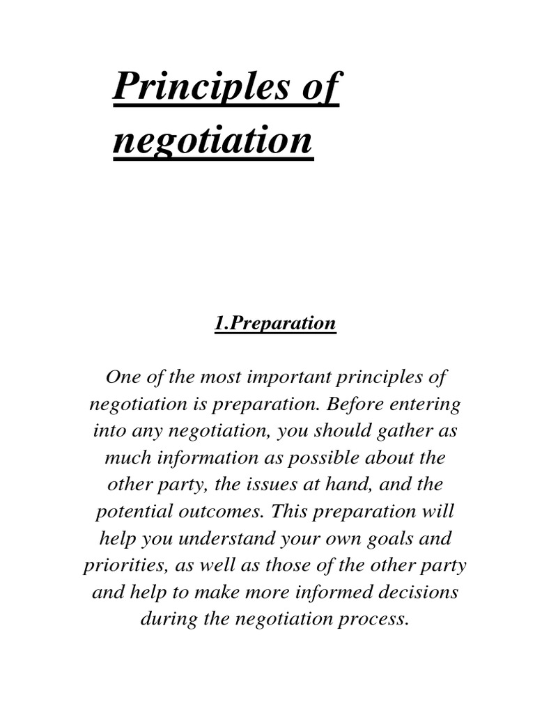 Principles of Effective Negotiation | PDF