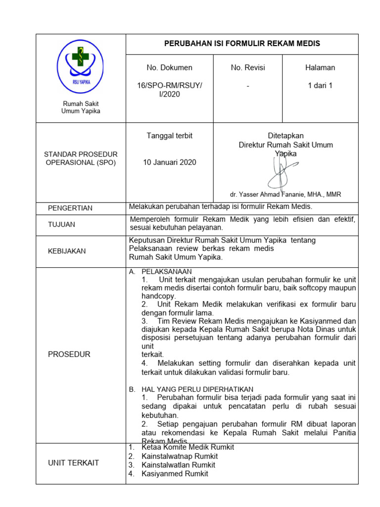 16. SOP Perubahan Form RM terkini | PDF