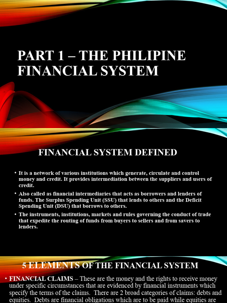 Ppt Part 1 the Philipine Financial System | PDF | Banks | Financial Risk