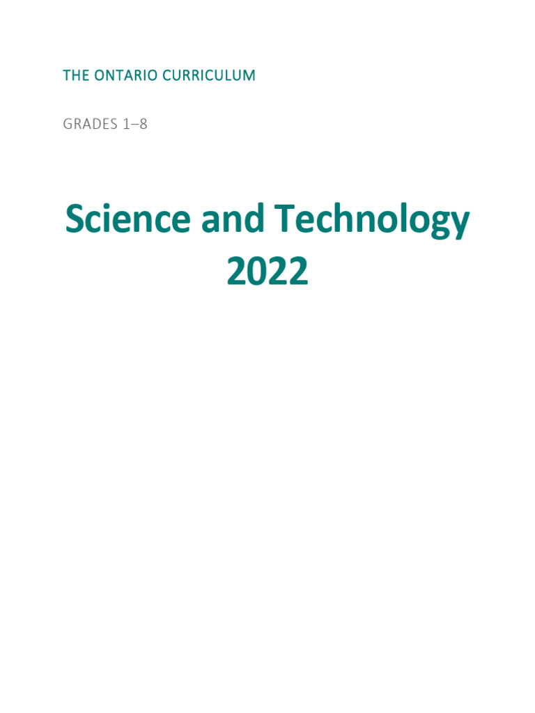 The Ontario Curriculum Grades 1-8 - Science and Technology 2022 | PDF